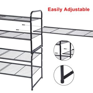 SUFAUY 2-Tier Stackable Shoe Rack, Shoe Shelf Storage Organizer for Entryway, Extra Large Capacity, Bedroom Footwear Organizer, Wire Grid, Black