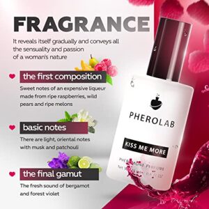 PHEROLAB KissMeMore Pheromones Cologne for Women [Oxytocin] Premium Pheromone Infused Oil Cologne - Womens Spray Perfume to Attract Men