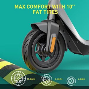 NIU KQi2 Electric Scooter for Adults - 300W Power, Upto 25 Miles Long Range, Max Speed 17.4MPH, 10'' Tubeless Tires, Dual Brakes, Portable Folding Commuting E Scooter, UL Certified - Gray