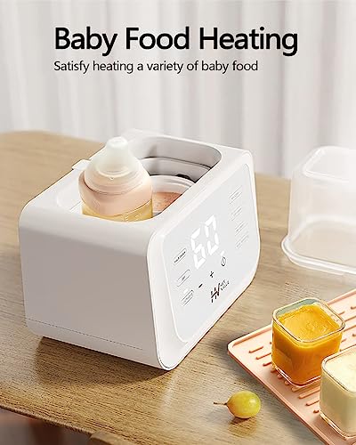 Baby Bottle Warmer, 8-in-1 Fast Milk Warmer for Breastmilk or Formula with Timer, 24H Constant Warming, with Defrost, Heat Baby Food Jars, Sterili-zing Function, Accurate Temp Control, Fits 2 Bottles