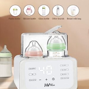 Baby Bottle Warmer, 8-in-1 Fast Milk Warmer for Breastmilk or Formula with Timer, 24H Constant Warming, with Defrost, Heat Baby Food Jars, Sterili-zing Function, Accurate Temp Control, Fits 2 Bottles