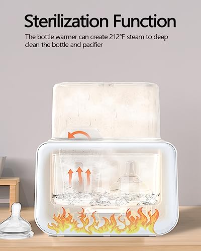 Baby Bottle Warmer, 8-in-1 Fast Milk Warmer for Breastmilk or Formula with Timer, 24H Constant Warming, with Defrost, Heat Baby Food Jars, Sterili-zing Function, Accurate Temp Control, Fits 2 Bottles