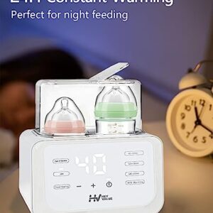 Baby Bottle Warmer, 8-in-1 Fast Milk Warmer for Breastmilk or Formula with Timer, 24H Constant Warming, with Defrost, Heat Baby Food Jars, Sterili-zing Function, Accurate Temp Control, Fits 2 Bottles