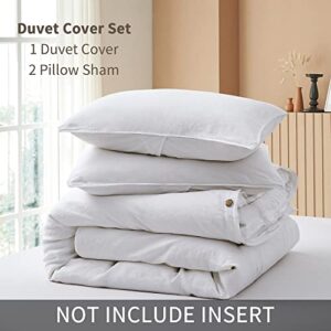 ATLINIA Bedding Duvet Cover Set Linen - 100% French Flax Washed Bed Sets Farmhouse Comforter Cover Set (1 Duvet Cover and 2 Pillow Shams) Queen Size White