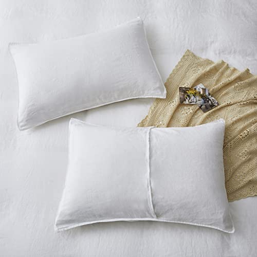 ATLINIA Bedding Duvet Cover Set Linen - 100% French Flax Washed Bed Sets Farmhouse Comforter Cover Set (1 Duvet Cover and 2 Pillow Shams) Queen Size White