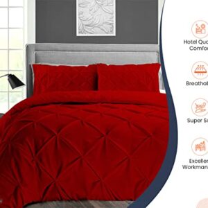 SGI Duvet Covers 100% Egyptian Cotton 600 TC Ultra Soft and Breathable 3 Piece Set Quilt Cover with Zipper Closure & Four Corner Ties (King/Cal King,Blood Red Pinch)