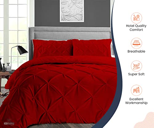 SGI Duvet Covers 100% Egyptian Cotton 600 TC Ultra Soft and Breathable 3 Piece Set Quilt Cover with Zipper Closure & Four Corner Ties (King/Cal King,Blood Red Pinch)