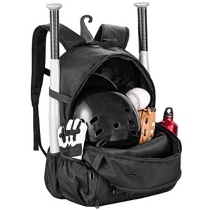 Himal Pro Baseball Bag Pro Baseball Bat Backpack for Baseball, TBall Softball Equipment Gear for Adults Holds 5 Bats, Helmet, Gloves, Cleats, Shoe Helmet Holder, Shoes Compartment Fence Hook