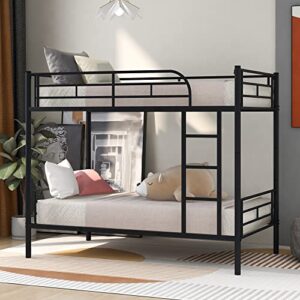 bunk bed,twin over twin metal bunk bed,metal bunk bed twin with ladder and safety rail,space-saving, noise free, no box spring needed