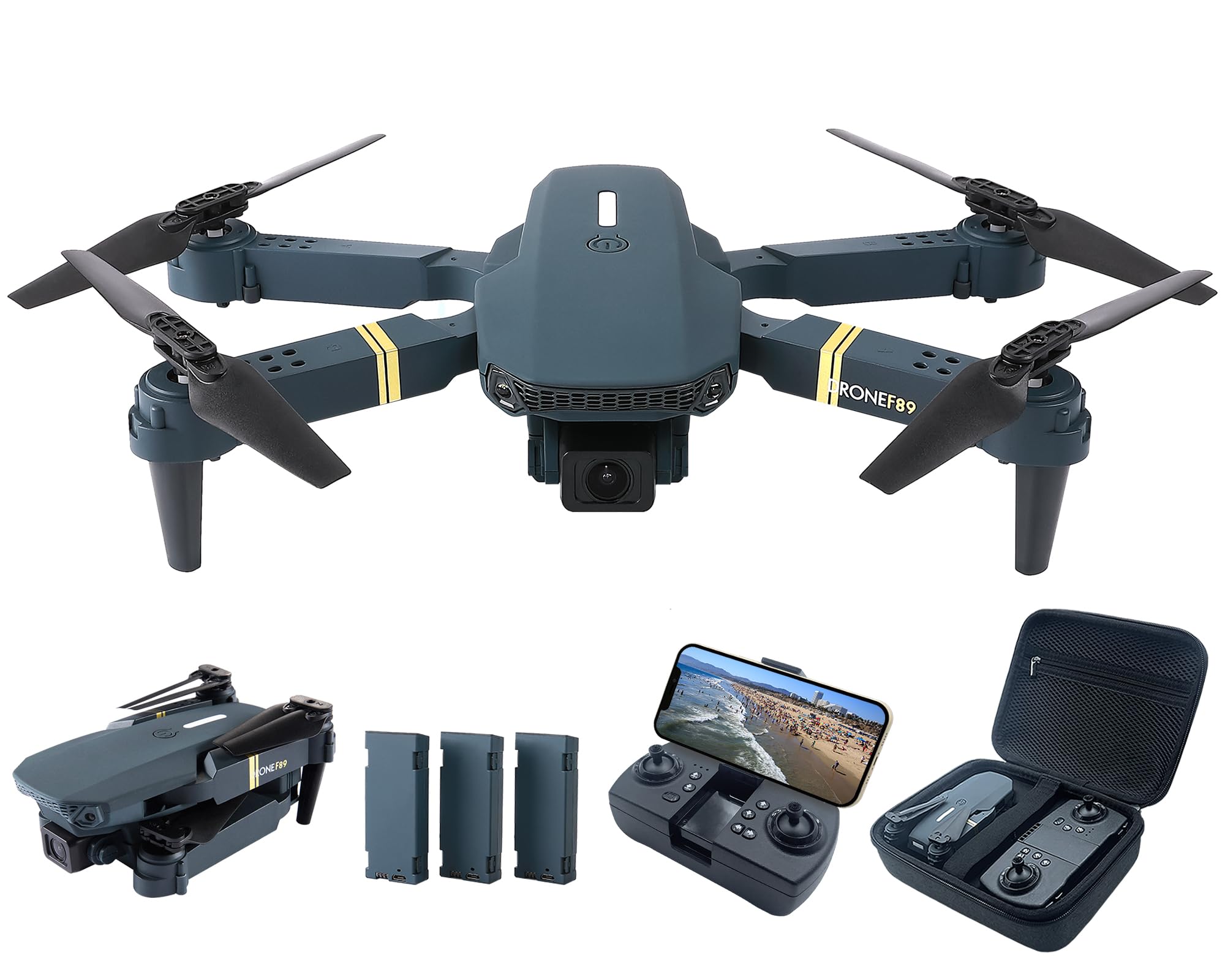 Super Endurance Foldable Drone with Camera for Beginners– 60+ min Flight Time, WiFi FPV Quadcopter with 120°Wide-Angle 1080P HD Camera, Optical Flow Positioning, Follow Me, Dual Cameras(3 Batteries)