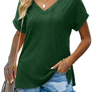 St Patricks Day Shirt Women Summer V Neck Loose Fitting Tunic Tops for Leggings Green L