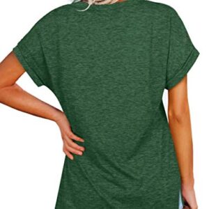 St Patricks Day Shirt Women Summer V Neck Loose Fitting Tunic Tops for Leggings Green L