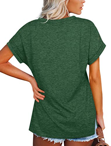 St Patricks Day Shirt Women Summer V Neck Loose Fitting Tunic Tops for Leggings Green L