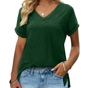 St Patricks Day Shirt Women Summer V Neck Loose Fitting Tunic Tops for Leggings Green L