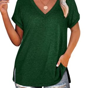 St Patricks Day Shirt Women Summer V Neck Loose Fitting Tunic Tops for Leggings Green L