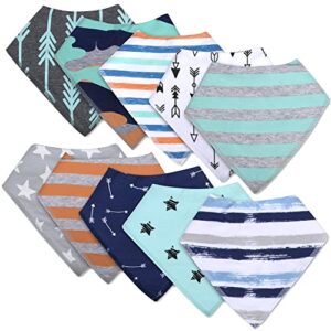 Waterproof Adjustable Bandana Cloth, Terry Bibs with Snaps, for Babies in Multipack Sets of 6 and 10 (Boys 10 Pack)