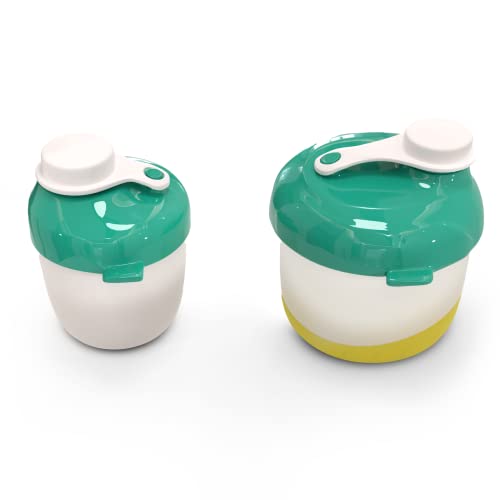 Büki Formula Dispenser Set | 2 Pack - Large & Small Premium Formula Container for Travel and On The Go | 3 Section & 1 Section Leakproof Baby Formula Dispenser