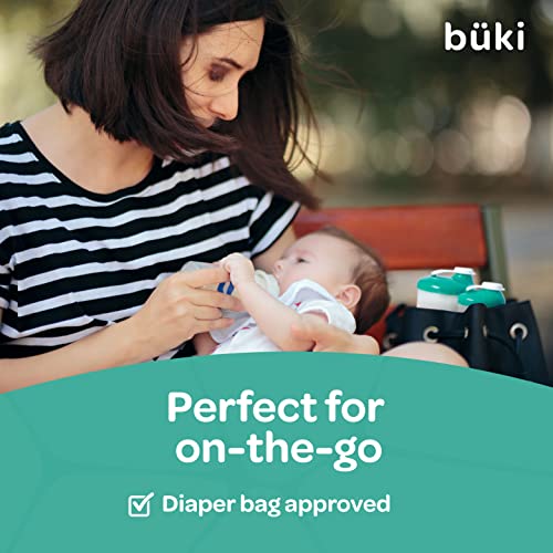 Büki Formula Dispenser Set | 2 Pack - Large & Small Premium Formula Container for Travel and On The Go | 3 Section & 1 Section Leakproof Baby Formula Dispenser