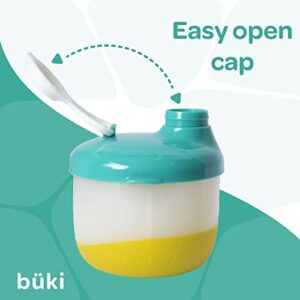 Büki Formula Dispenser Set | 2 Pack - Large & Small Premium Formula Container for Travel and On The Go | 3 Section & 1 Section Leakproof Baby Formula Dispenser