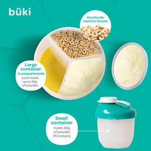 Büki Formula Dispenser Set | 2 Pack - Large & Small Premium Formula Container for Travel and On The Go | 3 Section & 1 Section Leakproof Baby Formula Dispenser