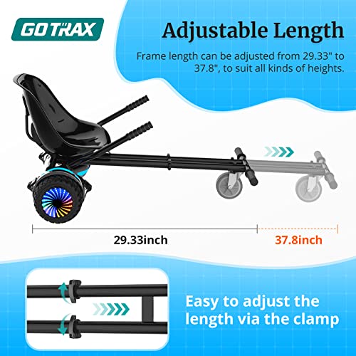 Gotrax HoverflyKart Hoverboard Kart Seat Attachment Accessory for 6.5" 8" 8.5" 10" Self Balancing Scooter, Adjustable Frame Length and Handlebar Control Buggy Attachment, Hover Board Go Kart Accessory