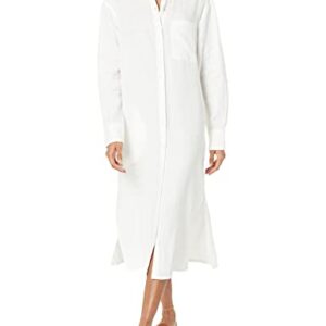 The Drop Women's Fiona Relaxed Linen Midi Shirt Dress, White, S