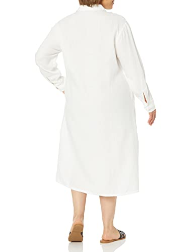 The Drop Women's Fiona Relaxed Linen Midi Shirt Dress, White, S