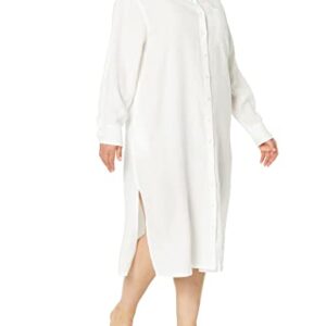 The Drop Women's Fiona Relaxed Linen Midi Shirt Dress, White, S