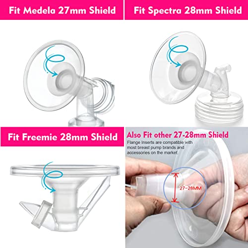 LOZAEVE 16mm Silicone Flange Inserts Compatible with for Spectra S1/S2, Medela, Bellababy, Elvie, Willow go, Momcozy S9 S10 S12, Freemie Breast Pump Insert Shields, Reduce 27-28mm Tunnel to 16mm, 2pcs