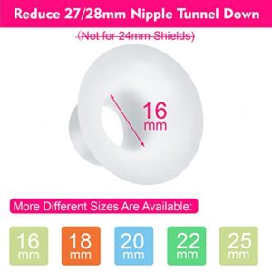 LOZAEVE 16mm Silicone Flange Inserts Compatible with for Spectra S1/S2, Medela, Bellababy, Elvie, Willow go, Momcozy S9 S10 S12, Freemie Breast Pump Insert Shields, Reduce 27-28mm Tunnel to 16mm, 2pcs