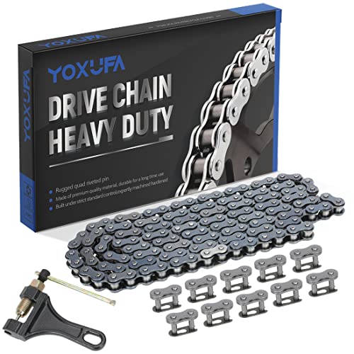 YOXUFA 420 Drive Roller Chain 132 Links Breaker Heavy Duty for 50 70 90 110 125cc SSR TaoTao Coolster Apollo Baja Kazuma Chinese ATV 4 Wheeler Quad Pit Dirt Bike 150 212cc Go Kart Cart Mini Bike Parts