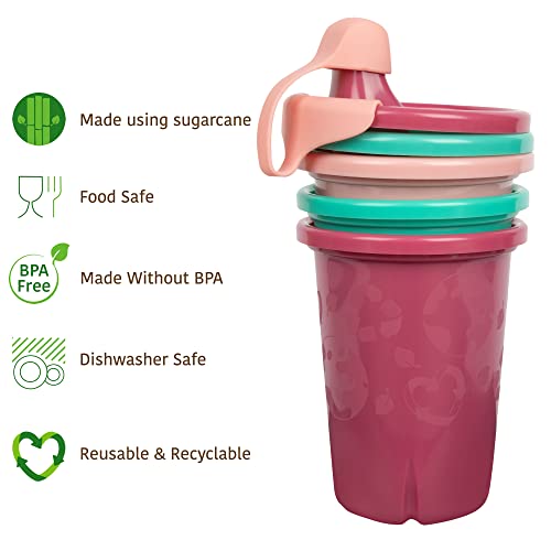 The First Years GreenGrown Reusable Spill-Proof Sippy Cups - Toddler Cups with Straws - Pink/Teal - 6 Count