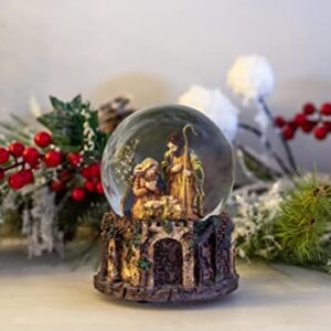 Elanze Designs Nativity Town 100 MM Christmas Snow Globe Plays Silent Night