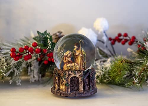 Elanze Designs Nativity Town 100 MM Christmas Snow Globe Plays Silent Night