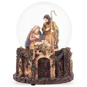 elanze designs nativity town 100 mm christmas snow globe plays silent night