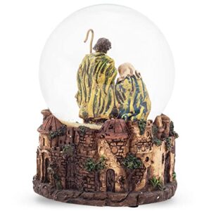 Elanze Designs Nativity Town 100 MM Christmas Snow Globe Plays Silent Night