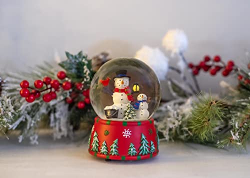 Elanze Designs Cardinal 100 MM Christmas Snow Globe Plays Frosty The Snowman