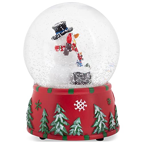 Elanze Designs Cardinal 100 MM Christmas Snow Globe Plays Frosty The Snowman