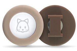 sweet baby co. airtag cat collar or extra small dog collar holder 2 pack, fits half inch collars for small pet, compatible with apple air tag, waterproof gps tracker case kitten cats dogs (tan/brown)