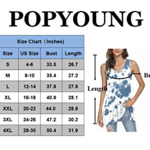 POPYOUNG Women's Summer Sleeveless Tunic Tops to Wear with Leggings V-Neck Flowy Tank Top Casual Shirt, Lace Hem XXL, Stripe Black