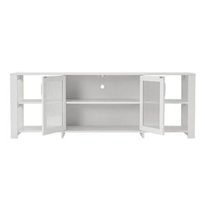 Panana 2Doors TV Stand Television Stands Cabinet with 8 Cubby Storage Cabinets for Living Room Bedroom for TVs up to 70 Inches (White)