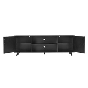 Panana Modern TV Stand for 70 Inch TV, Entertainment Center Television Stands Black TV Console with Storage Cabinets and Open Shelves Media Console TV Table for Living Room Bedroom