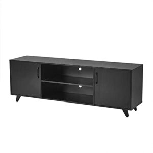 Panana Modern TV Stand for 70 Inch TV, Entertainment Center Television Stands Black TV Console with Storage Cabinets and Open Shelves Media Console TV Table for Living Room Bedroom