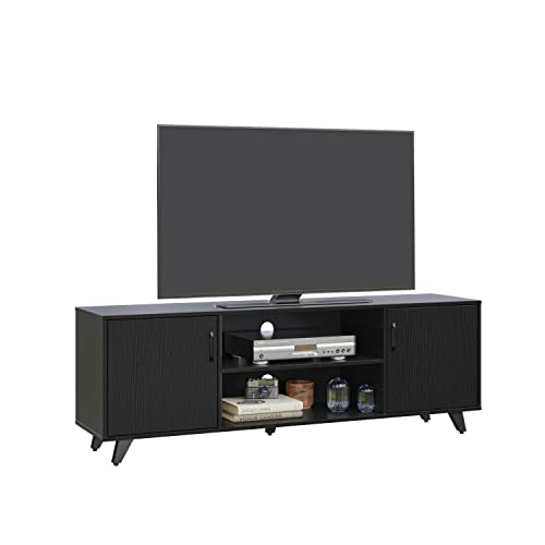 Panana Modern TV Stand for 70 Inch TV, Entertainment Center Television Stands Black TV Console with Storage Cabinets and Open Shelves Media Console TV Table for Living Room Bedroom