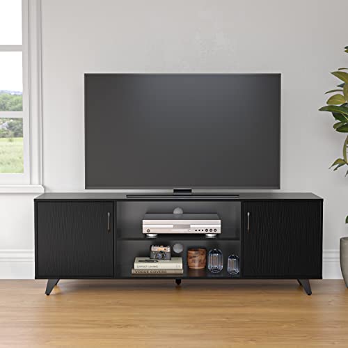 Panana Modern TV Stand for 70 Inch TV, Entertainment Center Television Stands Black TV Console with Storage Cabinets and Open Shelves Media Console TV Table for Living Room Bedroom