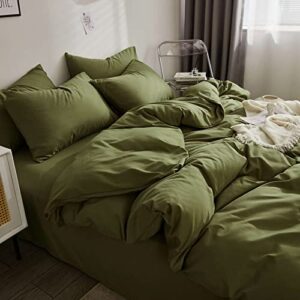 nanko king comforter set dark green, olive green soft reversible all season down alternative quilted duvet insert, microfiber filling, luxury quality bedding sets in a bag 3pcs 104x90 inch sage green