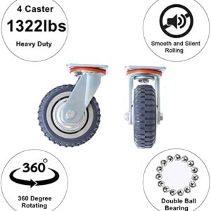 Chrov 6 Inch Heavy Duty Plate Casters Wheels Set of 4 Swivel Casters 1322lbs Smooth Silent 360 Degree Rotation Ball Bearing (2 with Brake Lock, 2 Without Brake)