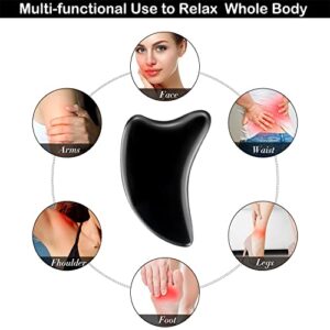 ZIZZON Bian Stone Gua Sha set Facial Tools Scraping Massage Tool for Face Eye Neck Natural Beauty Anti-Aging Skin Care Tools Body Muscle Relaxing Relieve Wrinkles