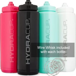 Hydra Cup - 4 PACK - 32oz Squeeze Water Bottles Bulk Set, BPA FREE, For Sports, Cycling, Bike, Quick Squirt Hydration, Shaker Cup Wire Whisk Included