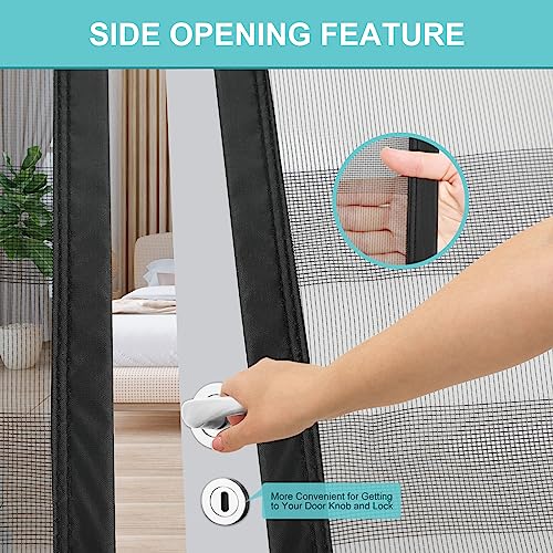 DCUINS Magnetic Screen Door Fits Door Size 32 x 80, Screen mesh Size 35 x 81, Side Opening Upgraded Heavy Duty Fiberglass, Strong Magnet Closure Door net for Front Back Sliding Doors, Stripes